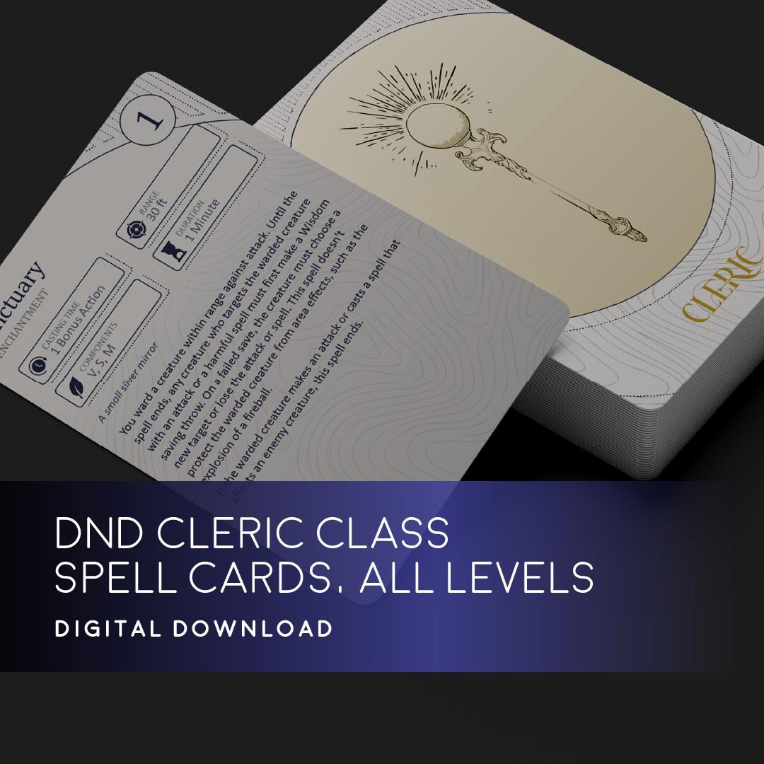 DND Class Spell Cards | Cleric | DND Class Bundle | DND Spell Cards 5e ...