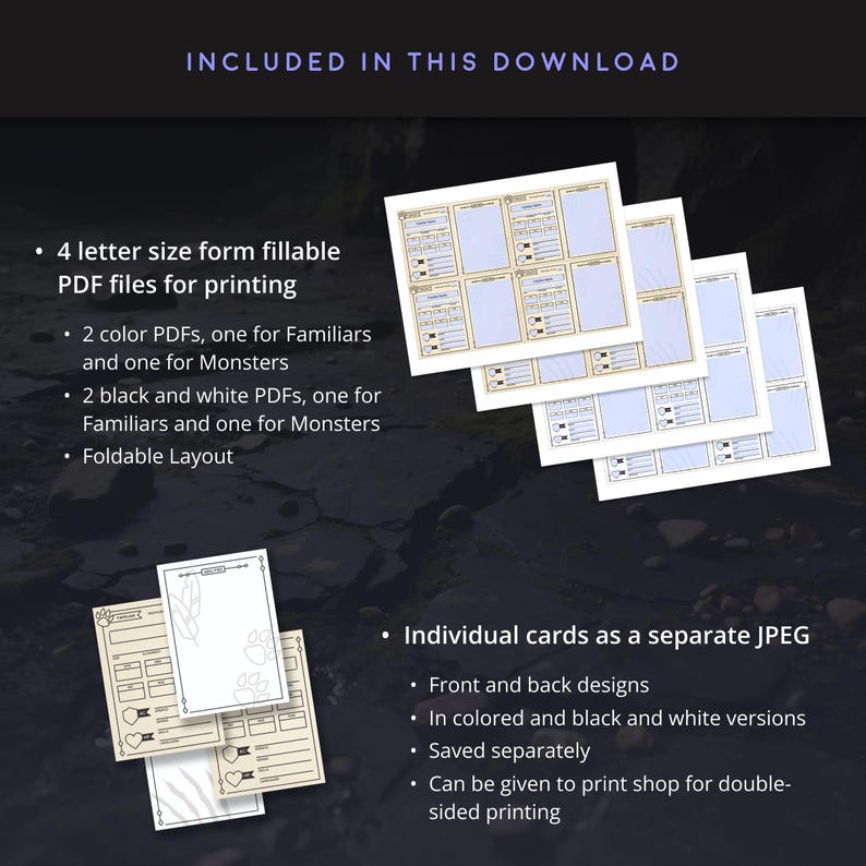 Blank DND Familiar and Monster Cards: Form Fillable RPG Cards (digital ...