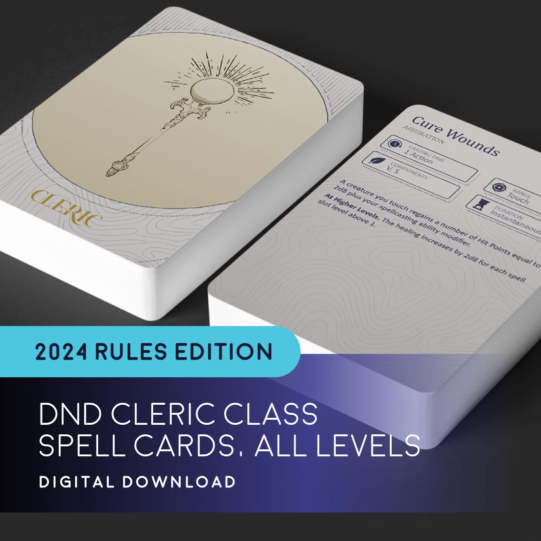 Cleric Spell Cards: DND 2024 Edition, All Levels (printable PDF) - Etsy