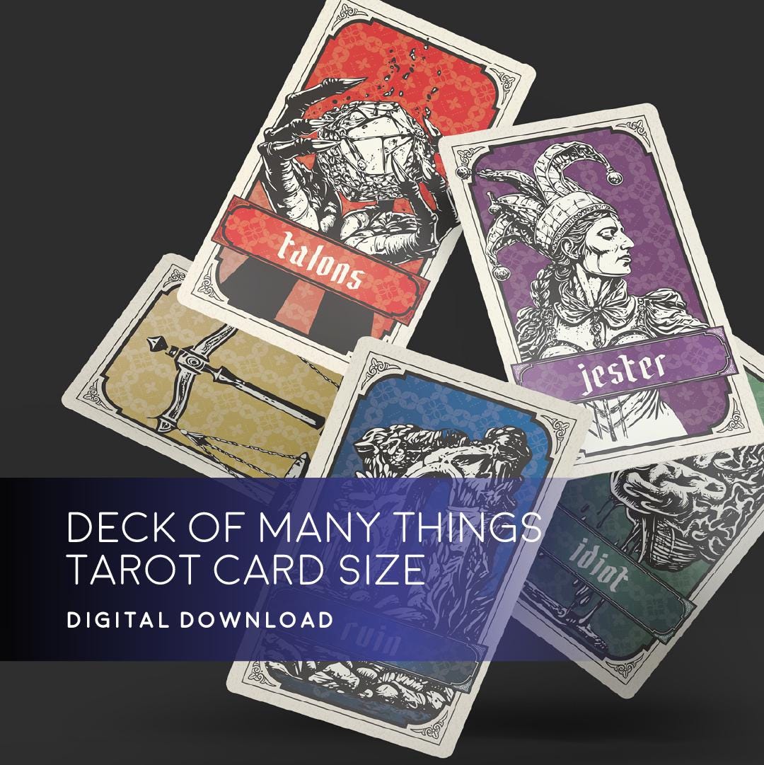 Deck of Many Things | Digital DOMT Tarot Size Card Set | DND Printable ...