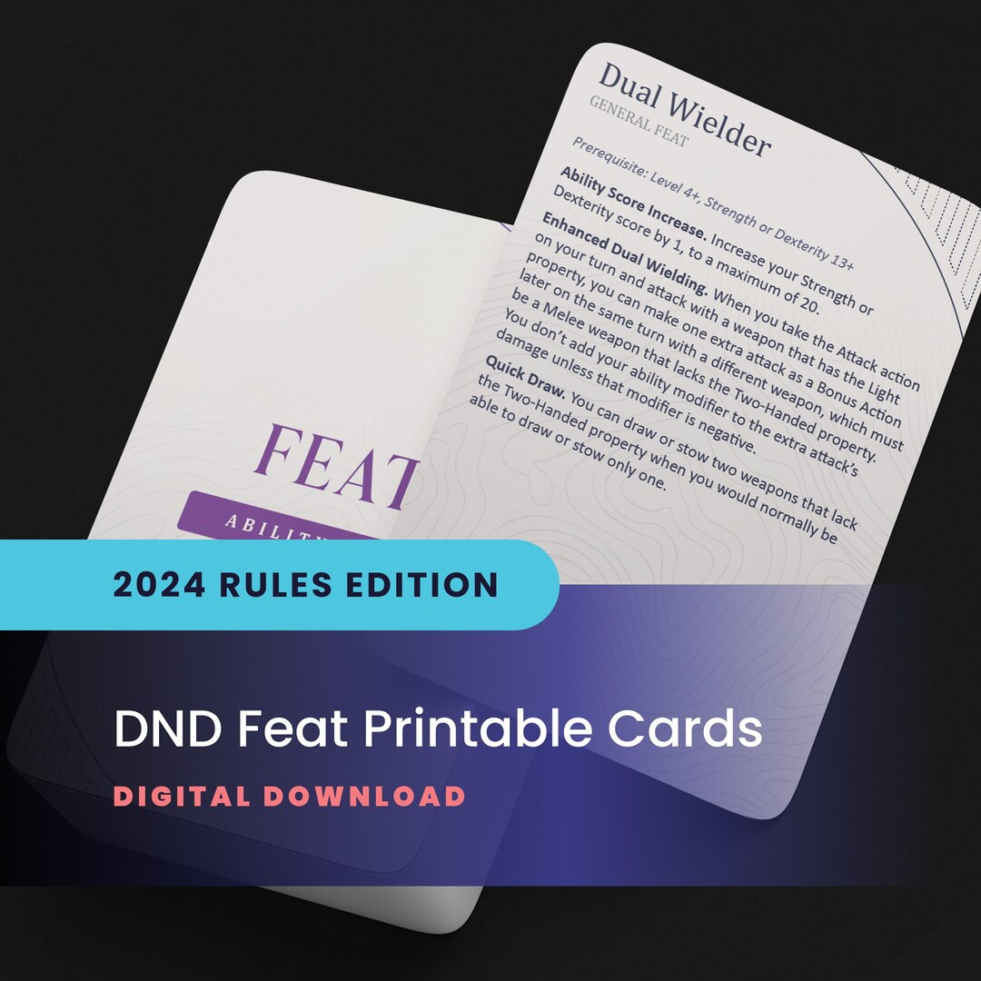 DND 2024 Feats Ability Cards – Printable Feat Reference | 5e Feat ...