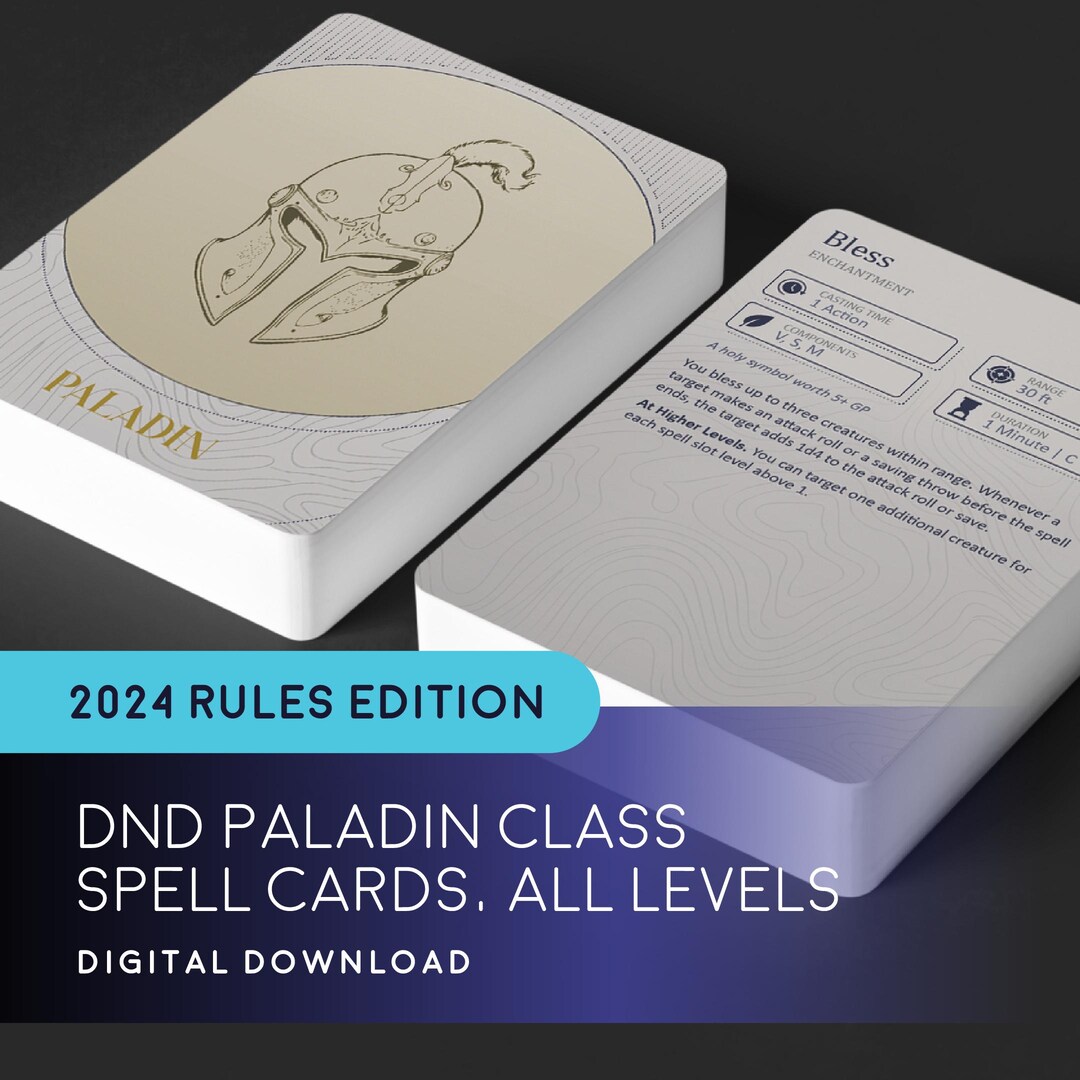DND Class 2024 Spell Cards | Paladin | DND Class Bundle | DND Spell ...