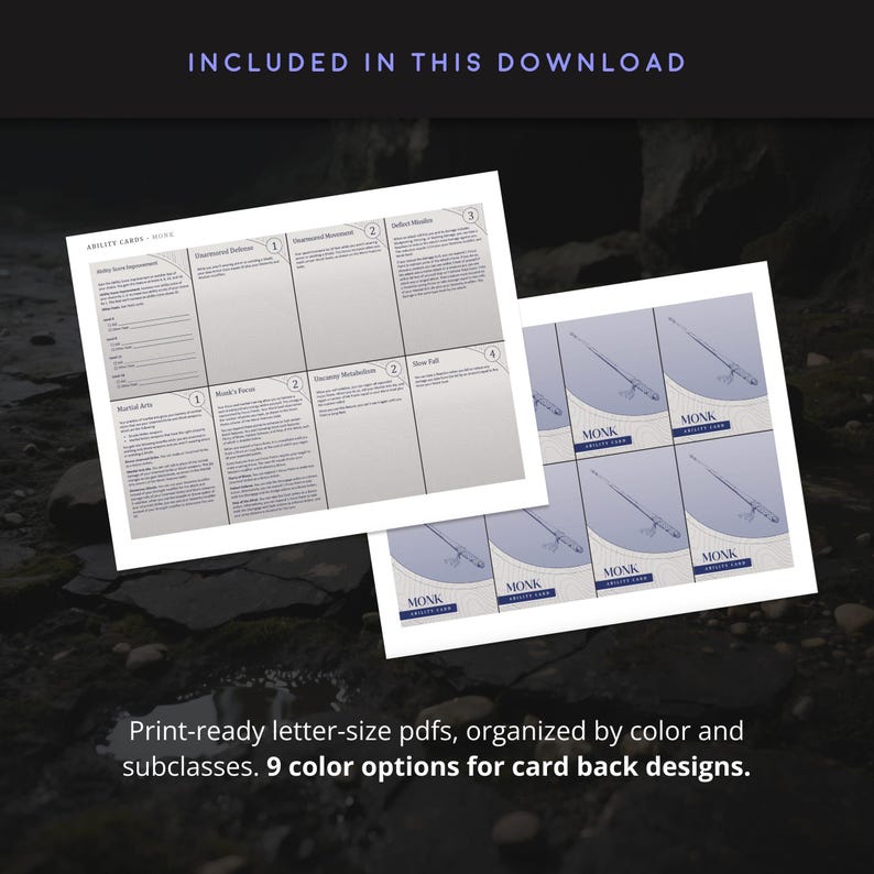 DND Monk Ability Cards: All Handbook Class Abilities, Including ...