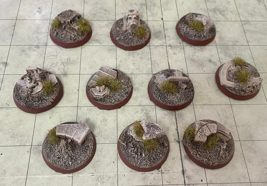 10 Pack Wargaming 32mm Ruin Miniature Bases for Warhammer and Wargaming ...