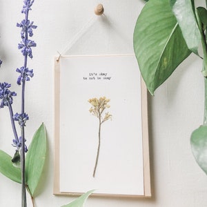 It's Okay to Not Be Okay; Floral Print, Typewriter Art, Wall Hanging ...