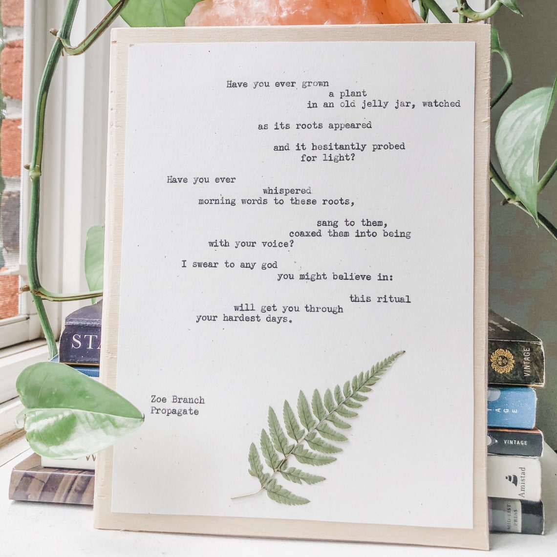 Zoe Branch, Propagate; Original Artwork, Typewriter Art, Pressed Flower ...
