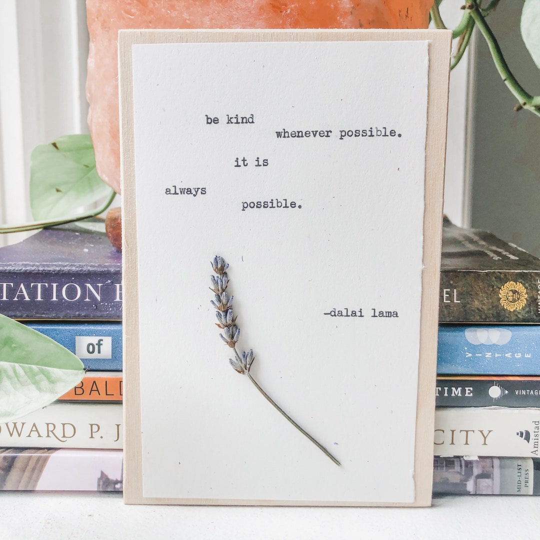 Dalai Lama, Be Kind Whenever Possible; Floral Art, Poem Wall Art ...