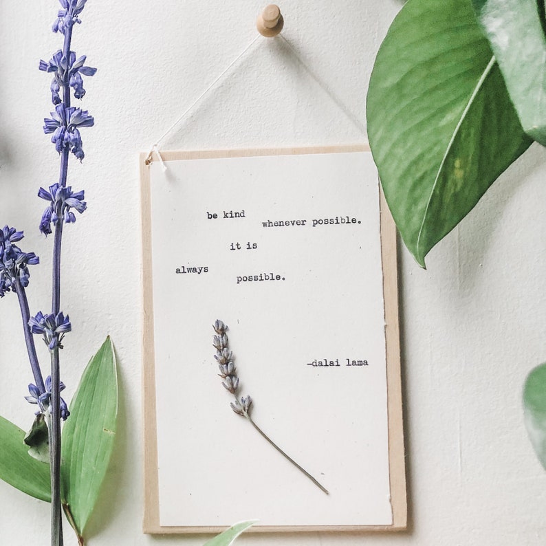 Dalai Lama Be Kind Whenever Possible Floral Art Poem Wall | Etsy