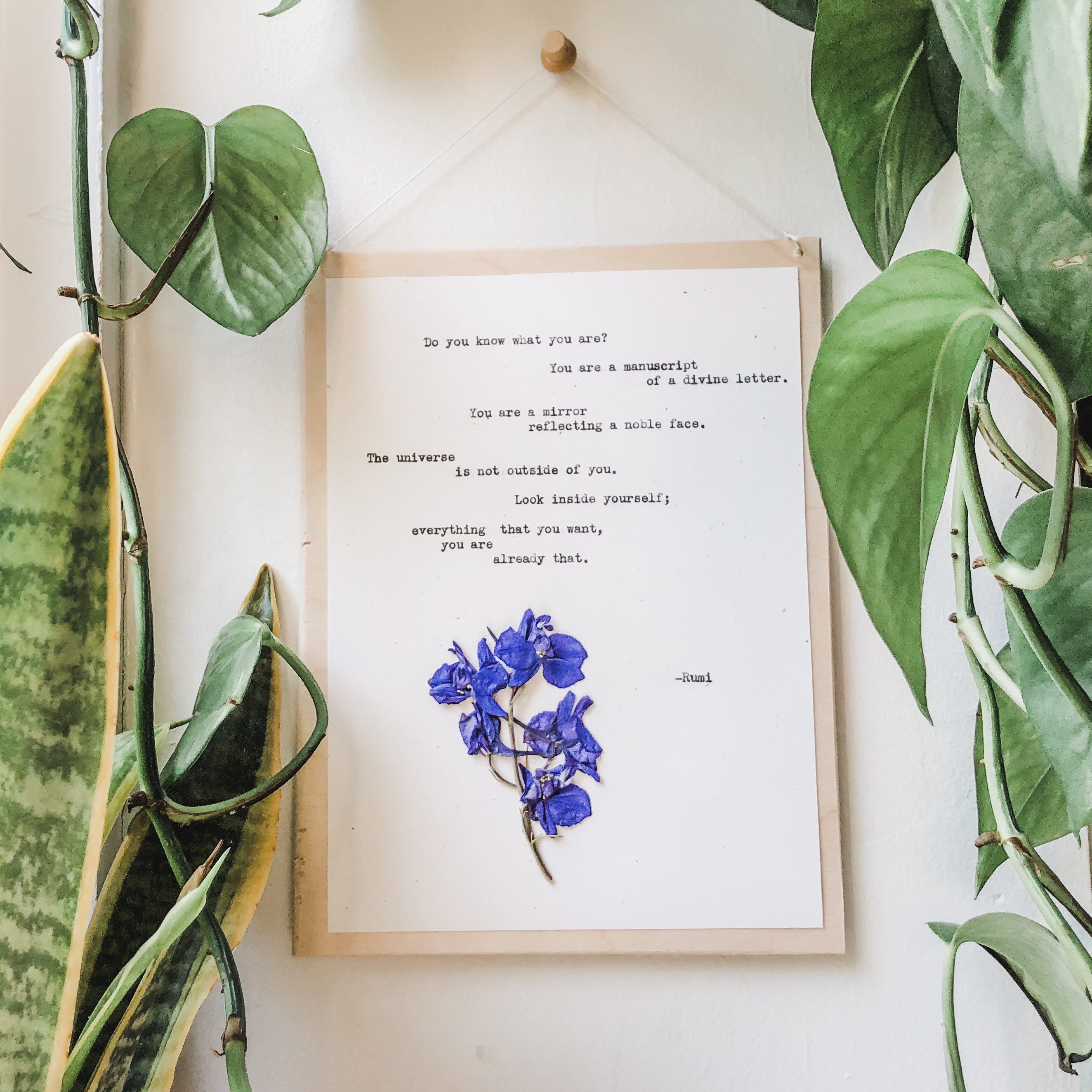 Rumi quote wall art custom typography print for apartment | Etsy