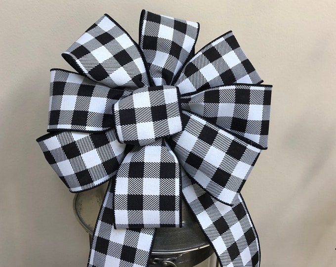 Black and White Buffalo Plaid Wreath Bow - Etsy