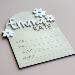 Baby Stat Sign Boho Daisy Baby Name Announcement Sign Girl Hospital ...