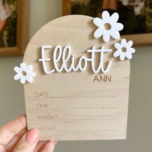 Baby Stat Sign Boho Daisy Baby Name Announcement Sign Girl Hospital ...