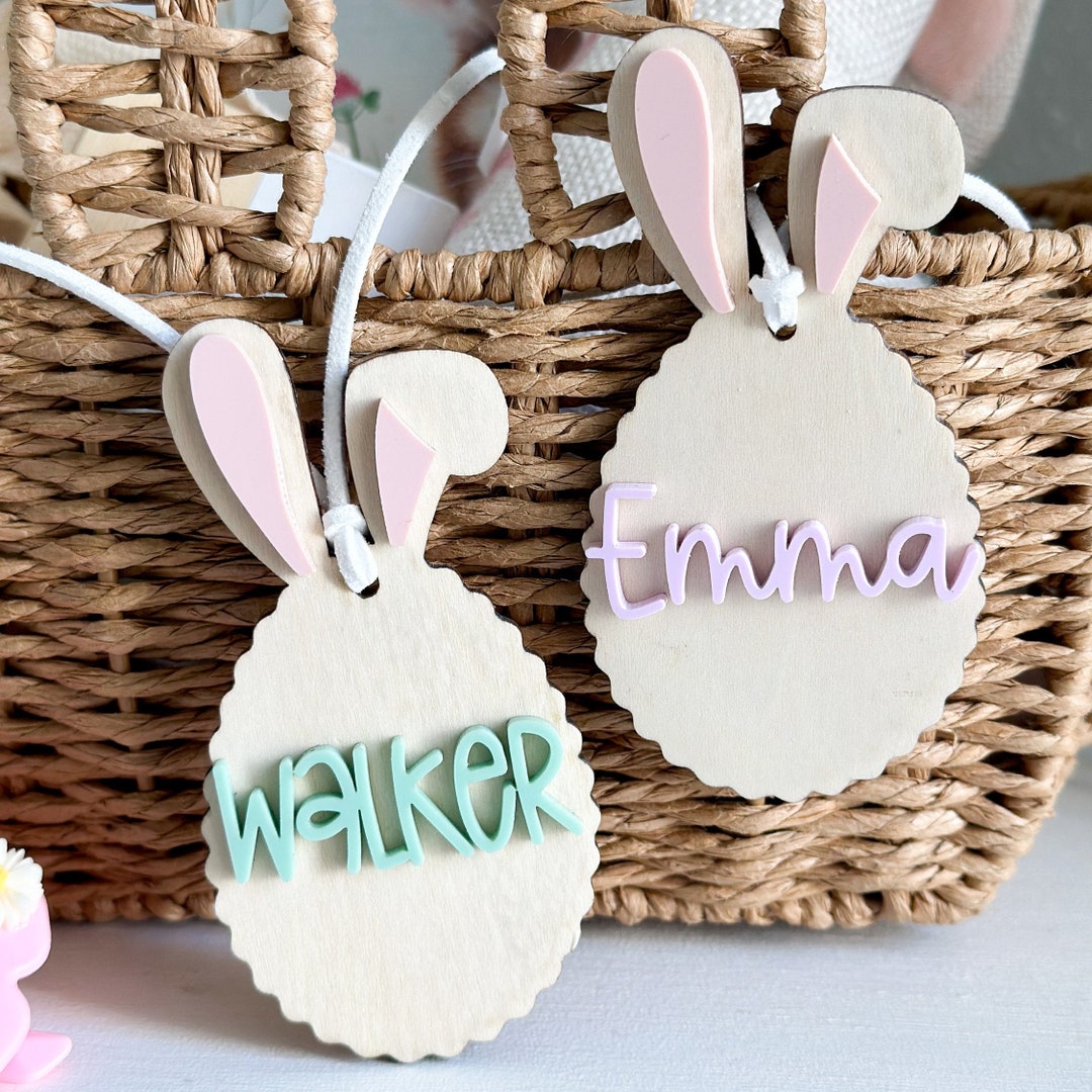 Custom Easter Basket Tag Bunny Name Tag Girl Easter Bunny Custom Name ...