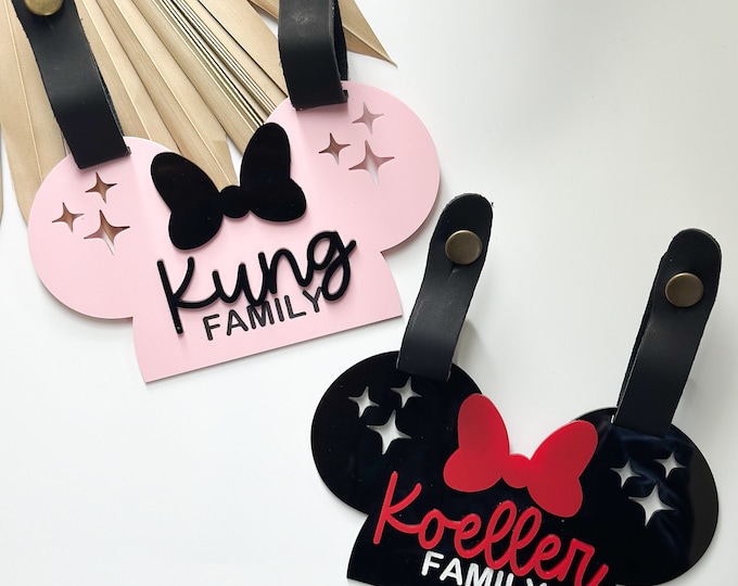 Custom Stroller Tag Magic Mouse Theme Park Stroller Family Name Tag Disney Inspired Stroller ...