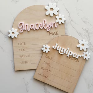 Baby Stat Sign Boho Daisy Baby Name Announcement Sign Girl Hospital ...
