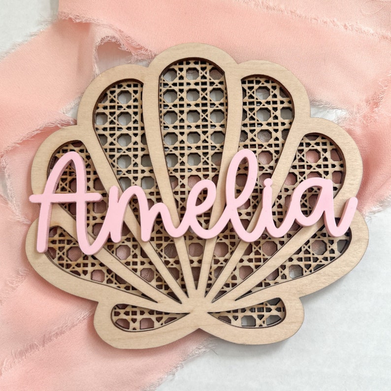 Baby Name Sign Girl Seashell Hospital Name Board Newborn Girl Name Wood ...
