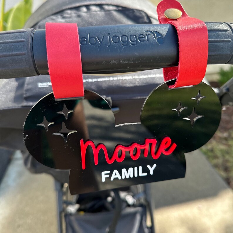 Custom Stroller Tag Magic Mouse Theme Park Stroller Family Name Tag ...