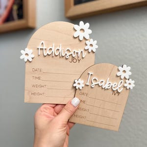 Baby Stat Sign Boho Daisy Baby Name Announcement Sign Girl Hospital ...