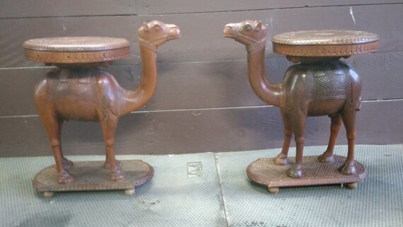 Vintage Anglo-indian Hand Carved Camel Tables Beautiful | Etsy