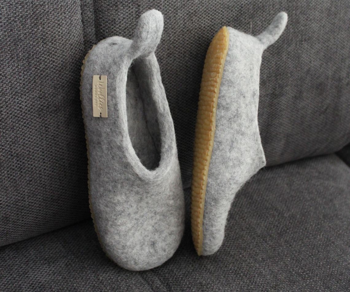 Felted Natural Wool Slippers for Kids - Handmade Eco Friendly Children ...