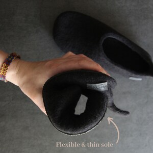 Black Wool Barefoot Slippers: Wide Toe Box Felted Home Shoes - Etsy