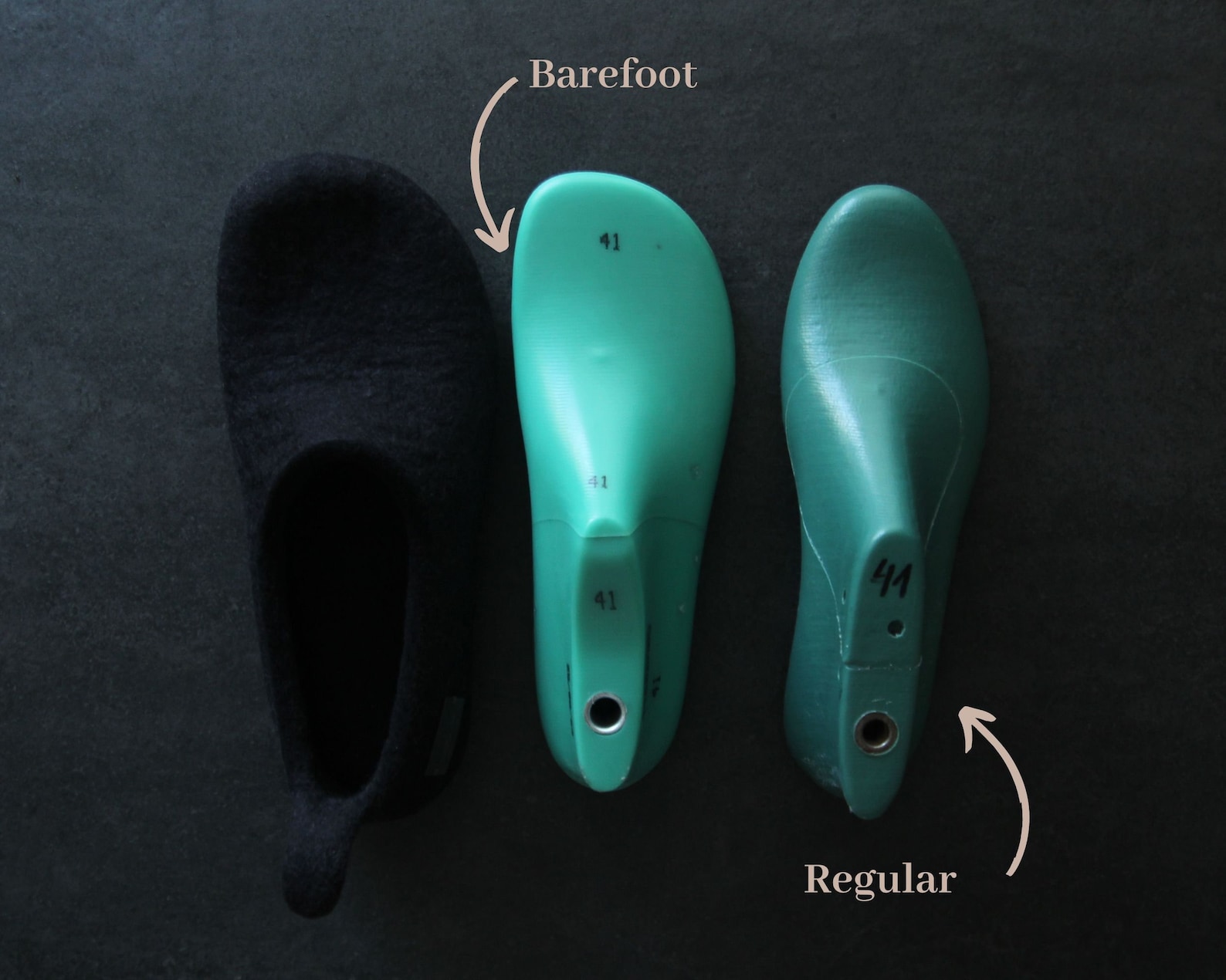 Black Indoor Barefoot Slippers Women, Wide Toe Box Felted Sandals ...