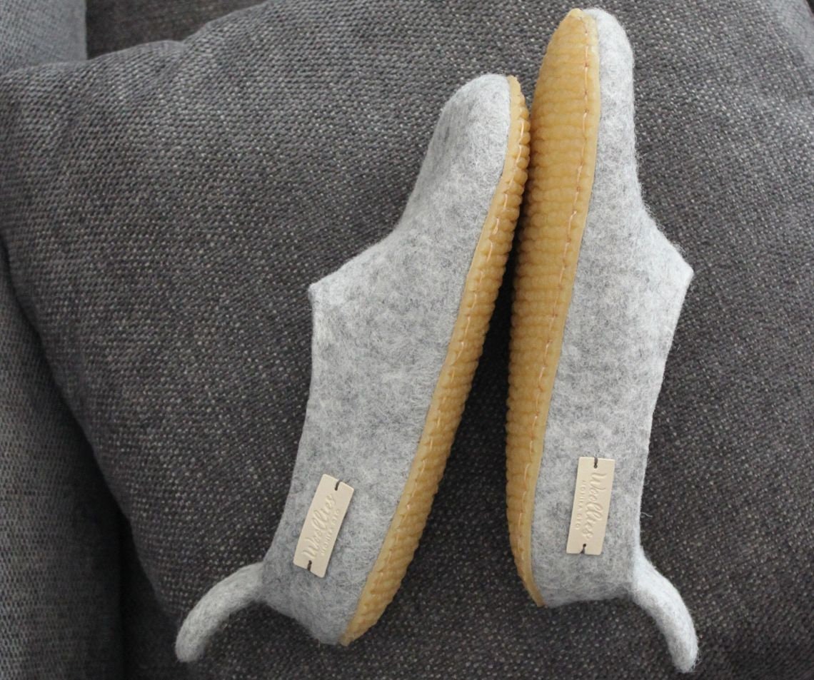 Felted Natural Wool Slippers for Kids - Handmade Eco Friendly Children ...