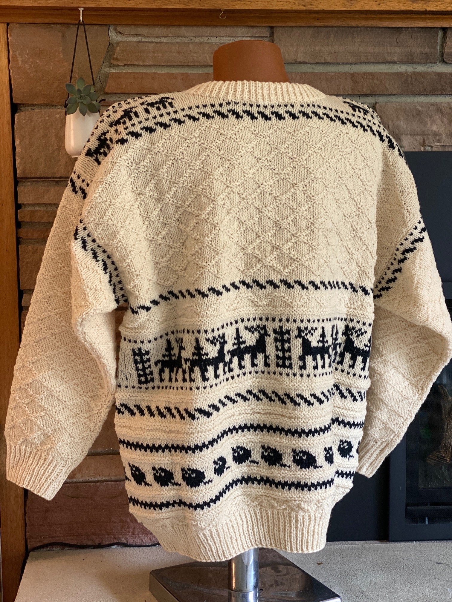 Hand Knit 100% Wool Sweater 'forest' Pattern Made in Estonia - Never ...