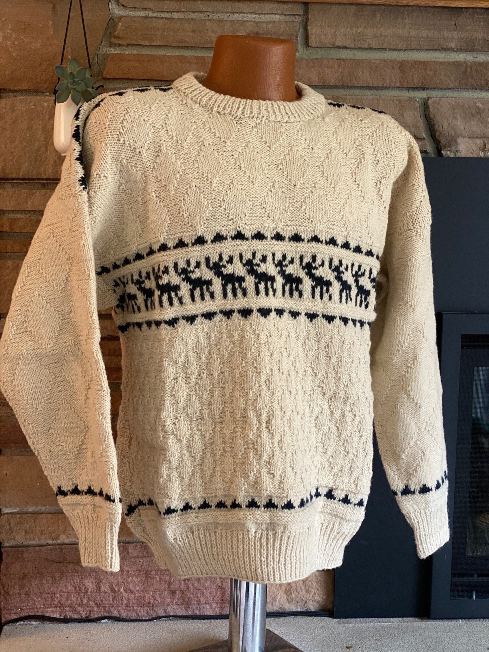 Vintage Hand Knit Wool 'elk' Sweater - Estonian -- New/never Worn - Etsy
