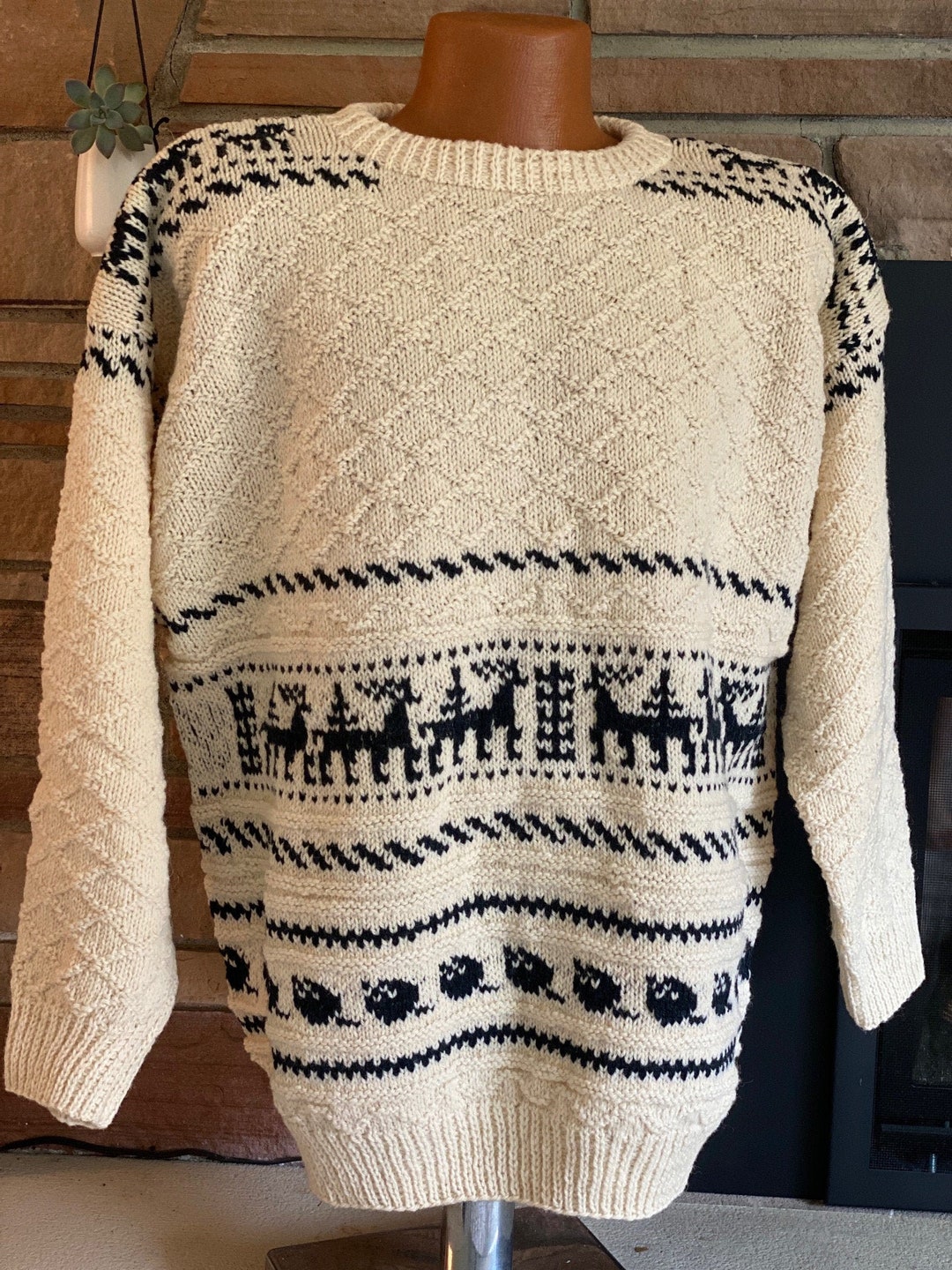 Hand Knit 100% Wool Sweater 'forest' Pattern Made in Estonia - Never ...