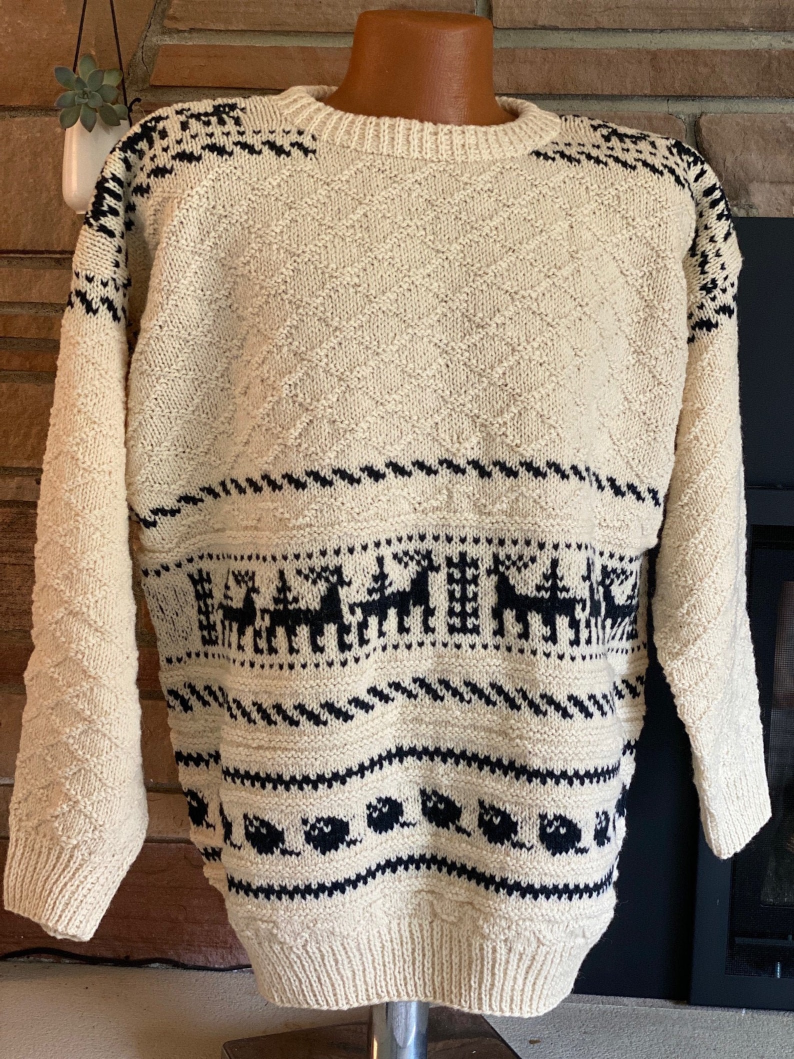 Hand Knit 100% Wool Sweater 'forest' Pattern Made in Estonia - Never ...