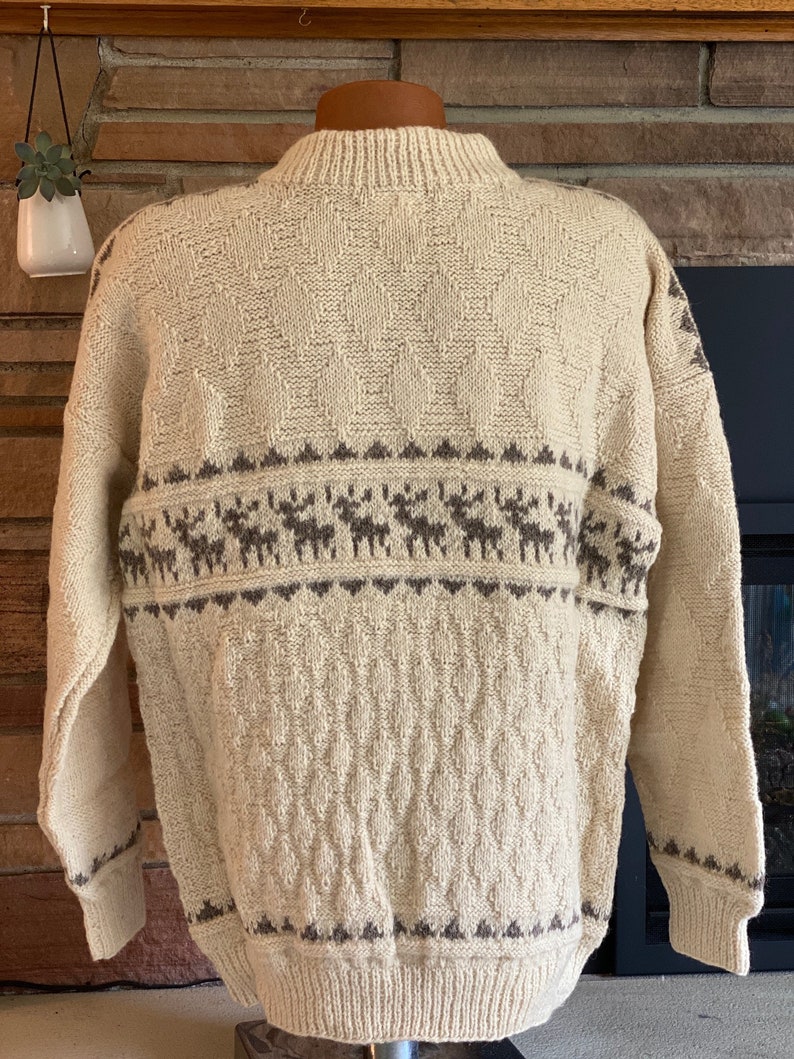 Vintage Hand Knit Wool 'elk' Sweater - Estonian -- New/never Worn - Etsy