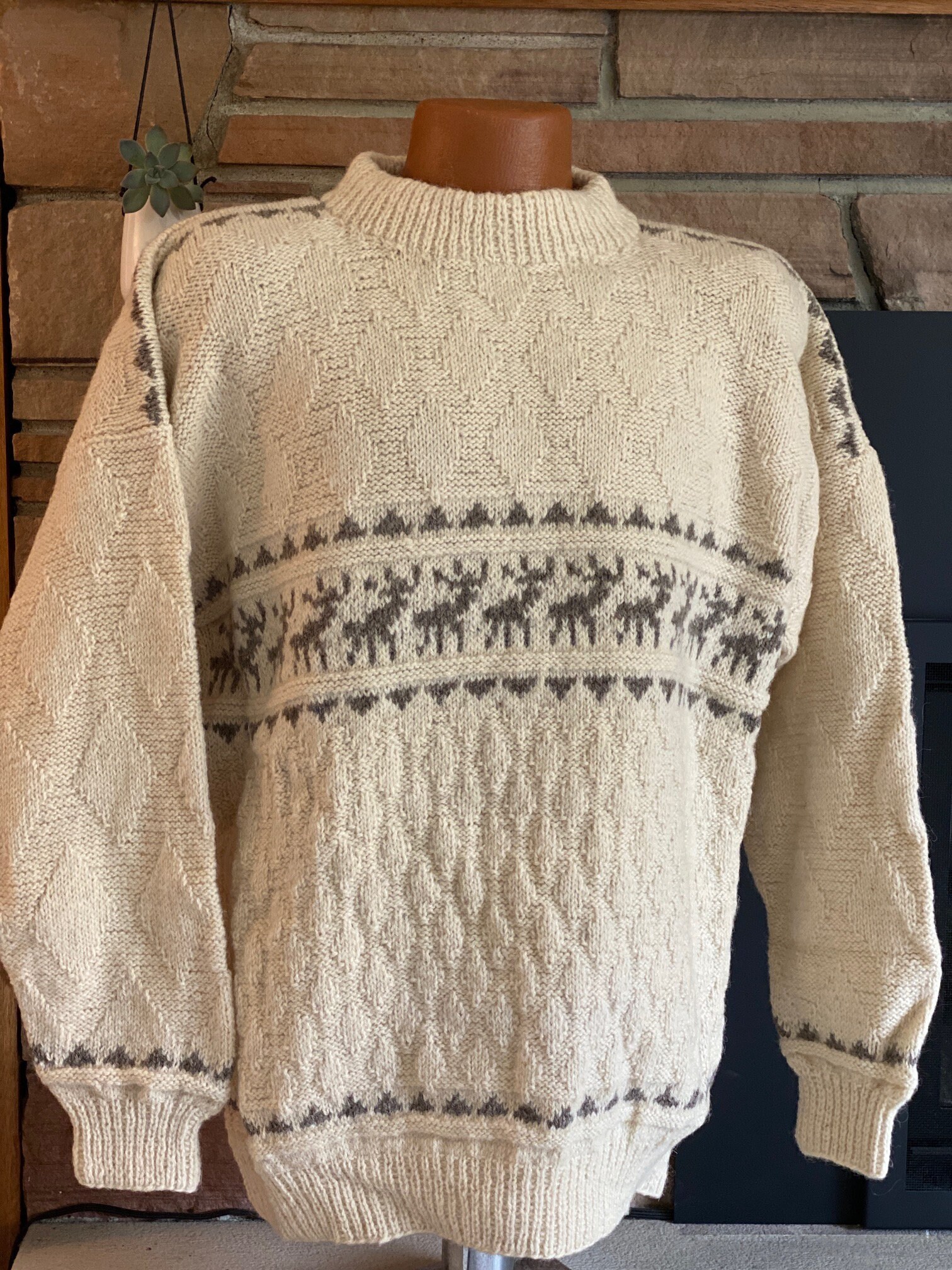 Vintage Hand Knit Wool 'elk' Sweater - Estonian -- New/never Worn - Etsy
