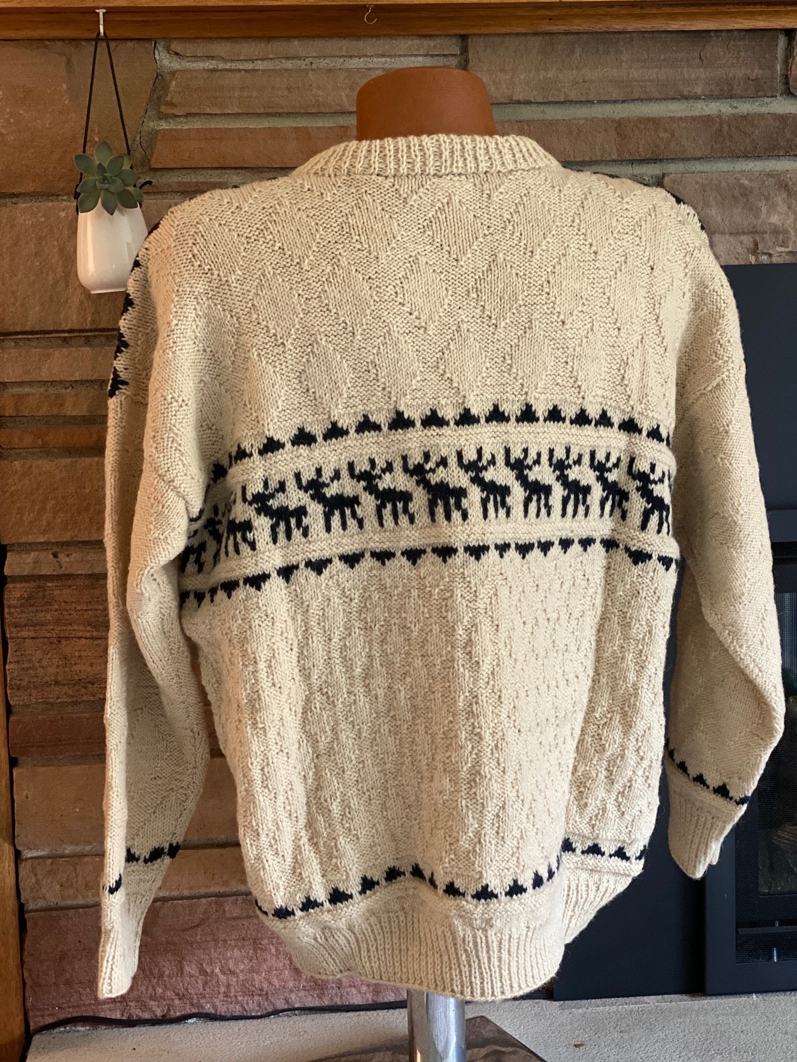 Vintage Hand Knit Wool 'elk' Sweater - Estonian -- New/never Worn - Etsy