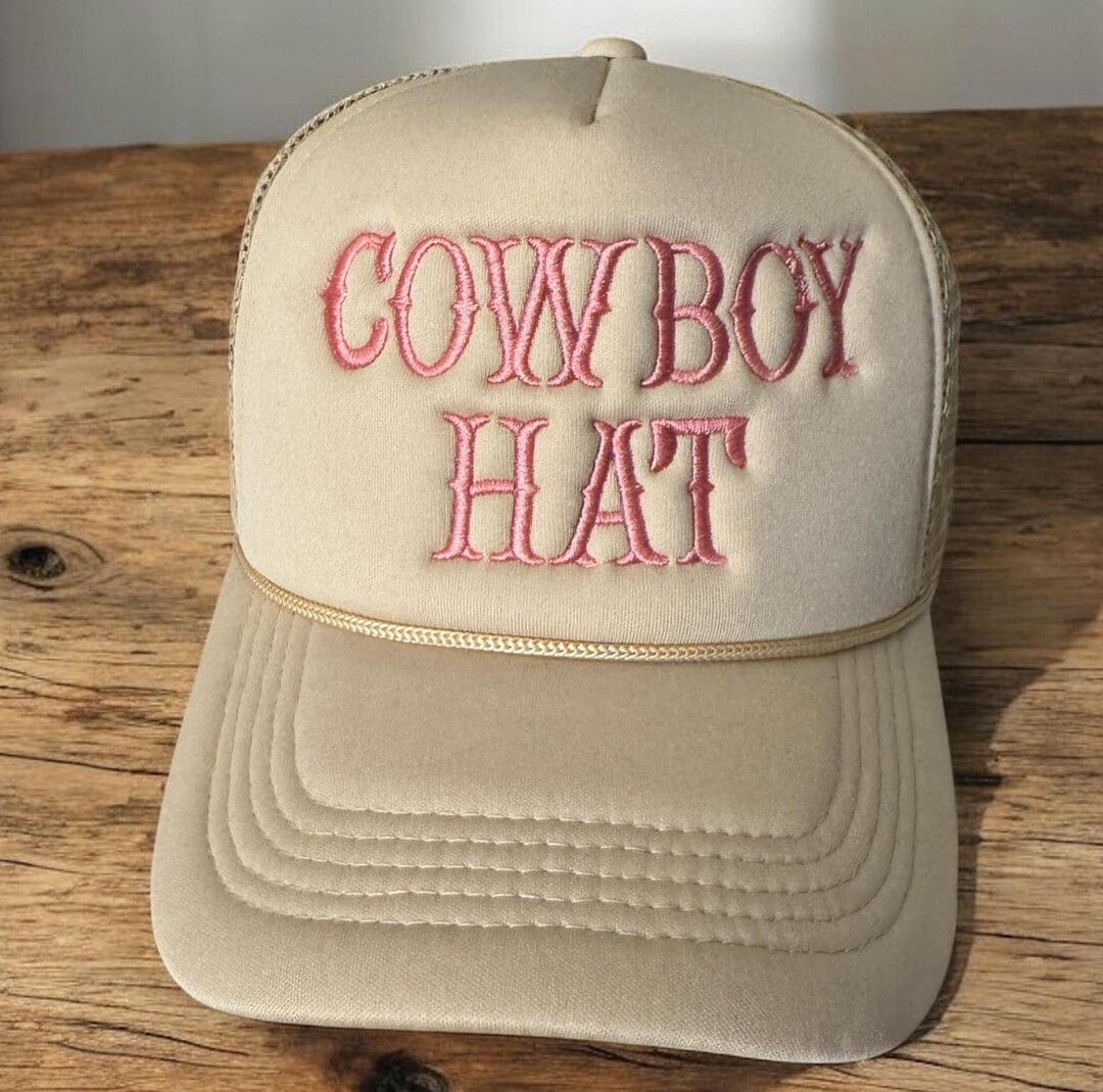 Cowboy Hat Trucker Hat, Mesh Back Adjustable Trucker Hat, Tan Color ...