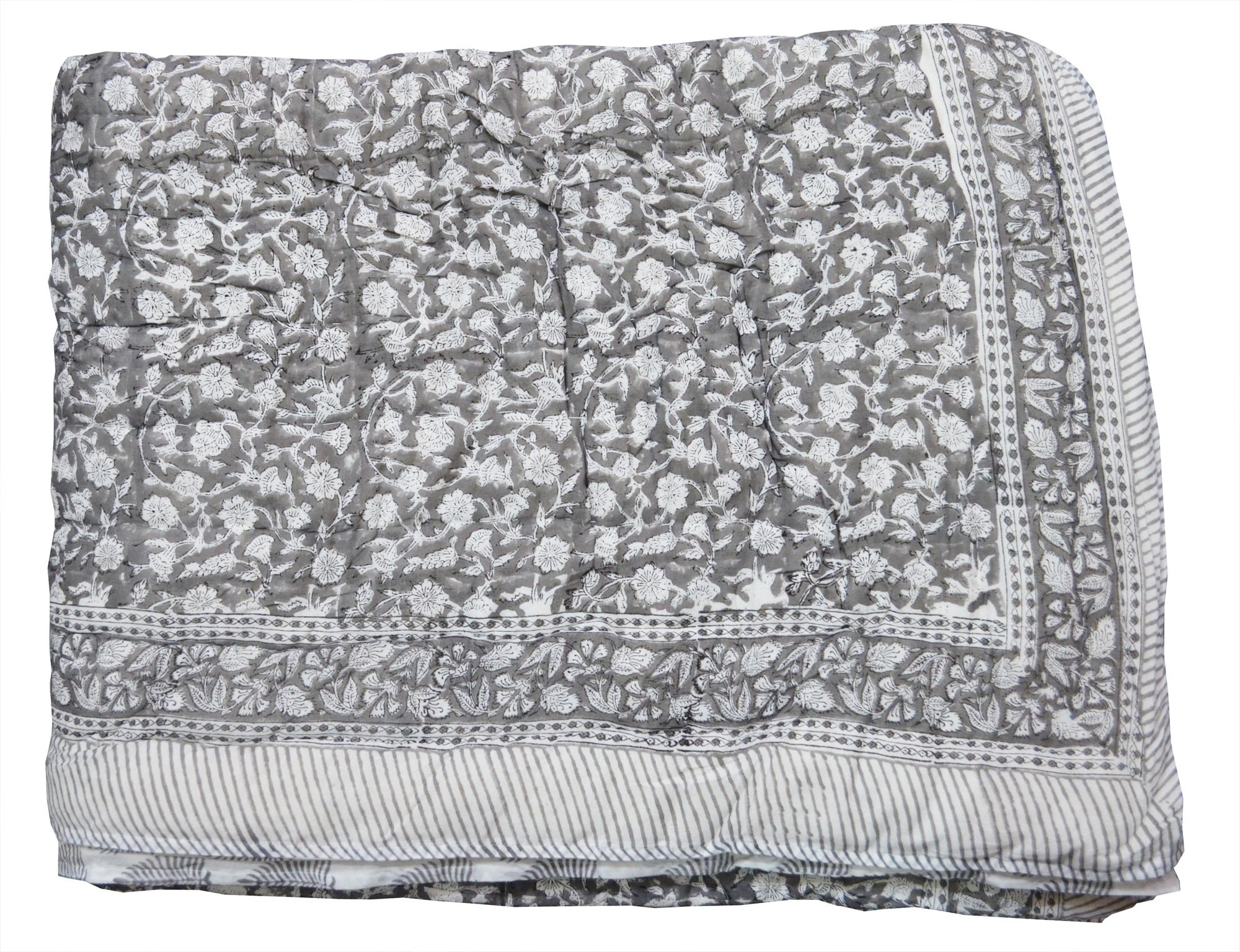 New Hand Block Print Quilt Floral Printed Light Weight Blanket - Etsy