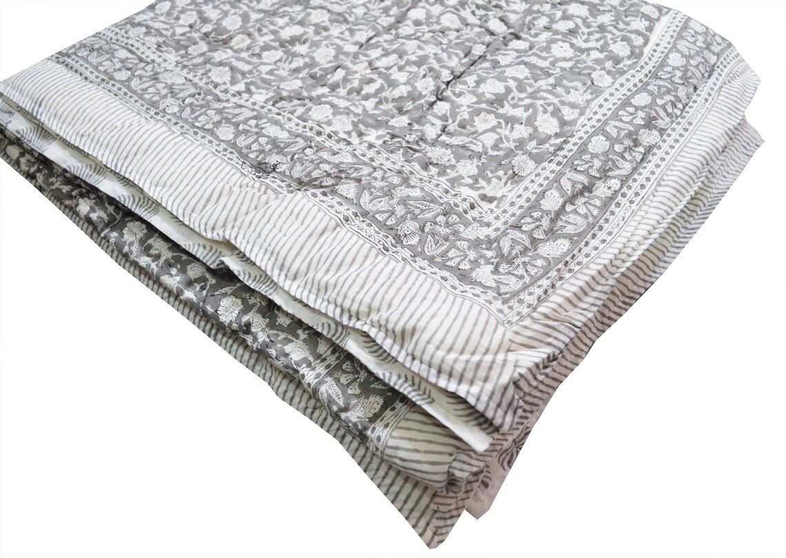 New Hand Block Print Quilt Floral Printed Light Weight Blanket - Etsy