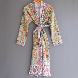 Traditional Kantha Quilted Kimono Indian Handmade Cotton Fabric ...