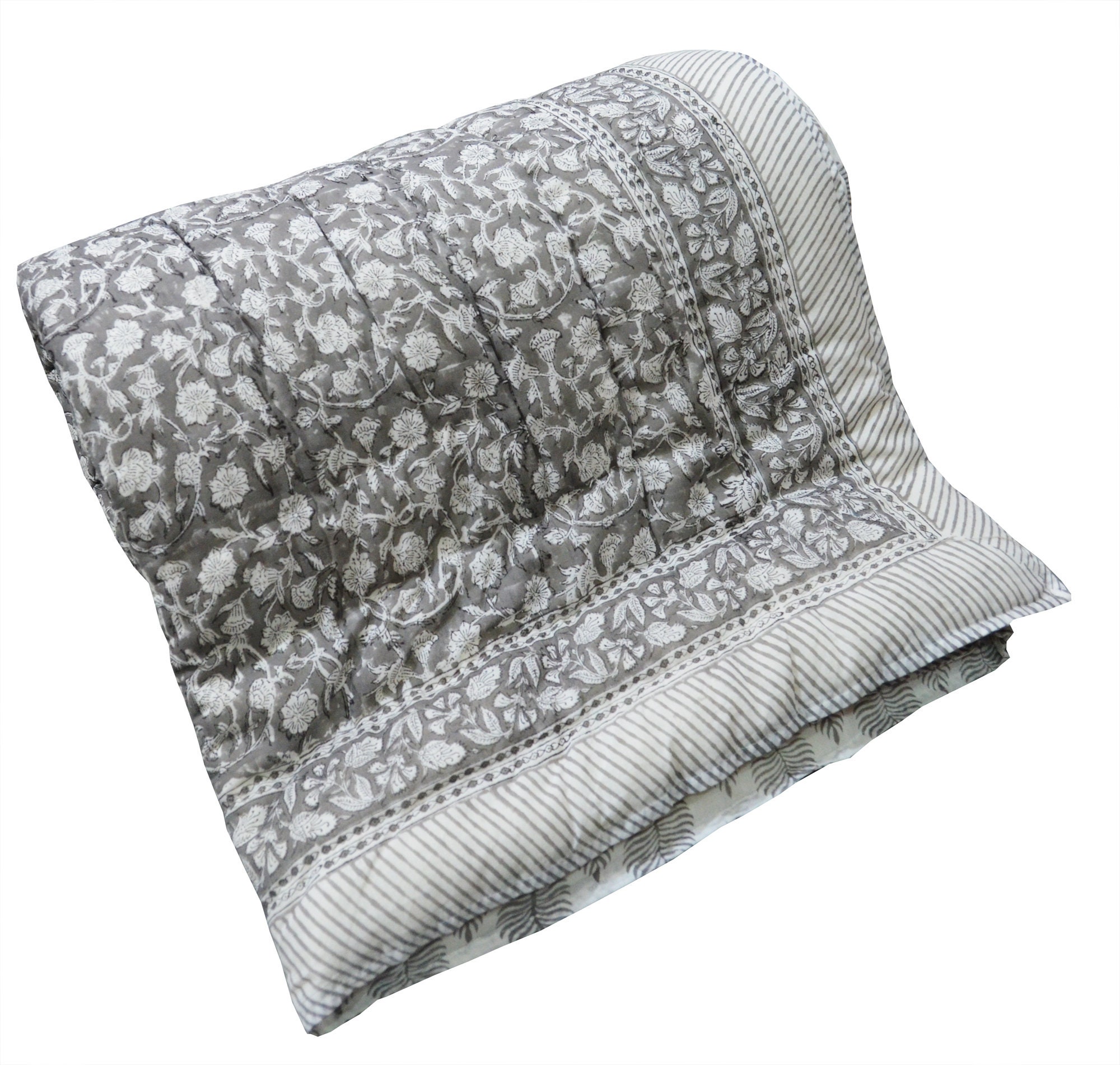 New Hand Block Print Quilt Floral Printed Light Weight Blanket - Etsy