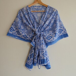 Floral Block Print Short Dress Top, Light Weight Comfort Cover up ...