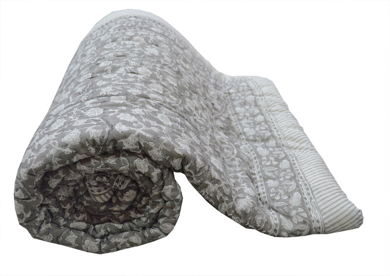 New Hand Block Print Quilt Floral Printed Light Weight Blanket - Etsy