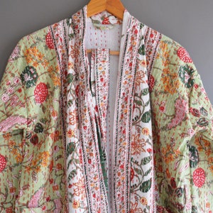 Traditional Kantha Quilted Kimono Indian Handmade Cotton Fabric ...
