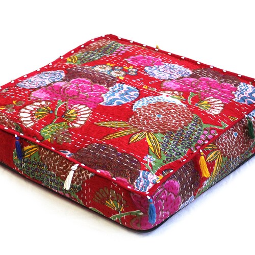 Indian Vintage Square Pouf Cover 100% Cotton Handmade - Etsy