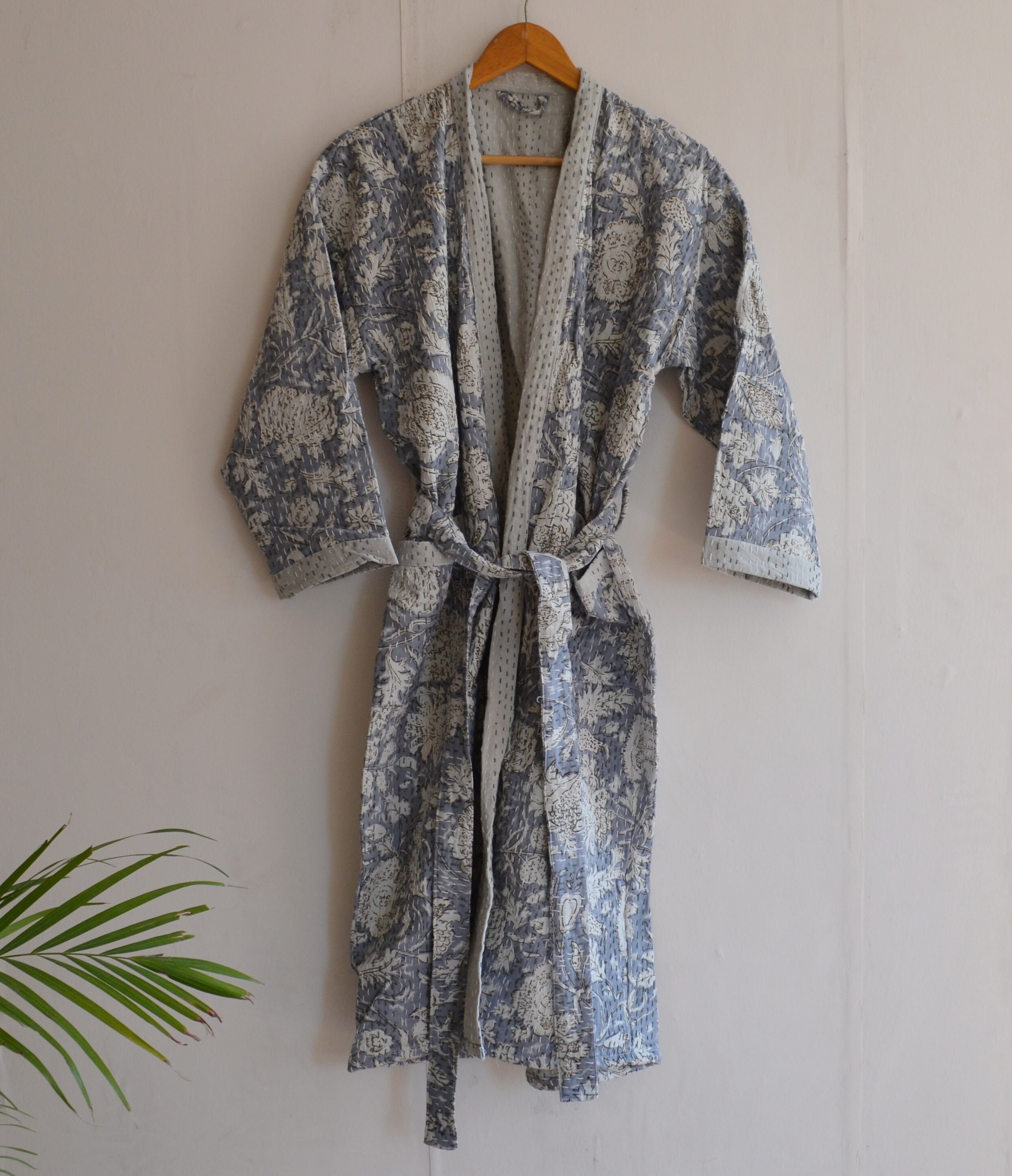 Beautiful Kimono Kantha Work Robe Floral Printed Bathrobe - Etsy