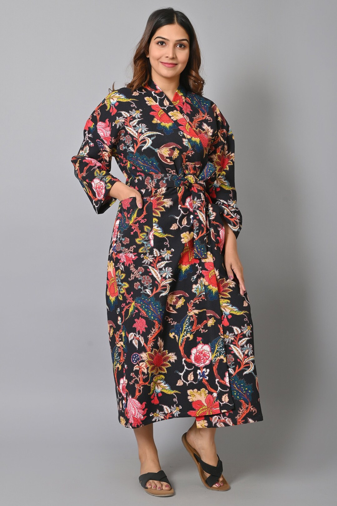 Waffle Robes Indian Handmade Pure Cotton Waffle Kimono, Gift for Her ...