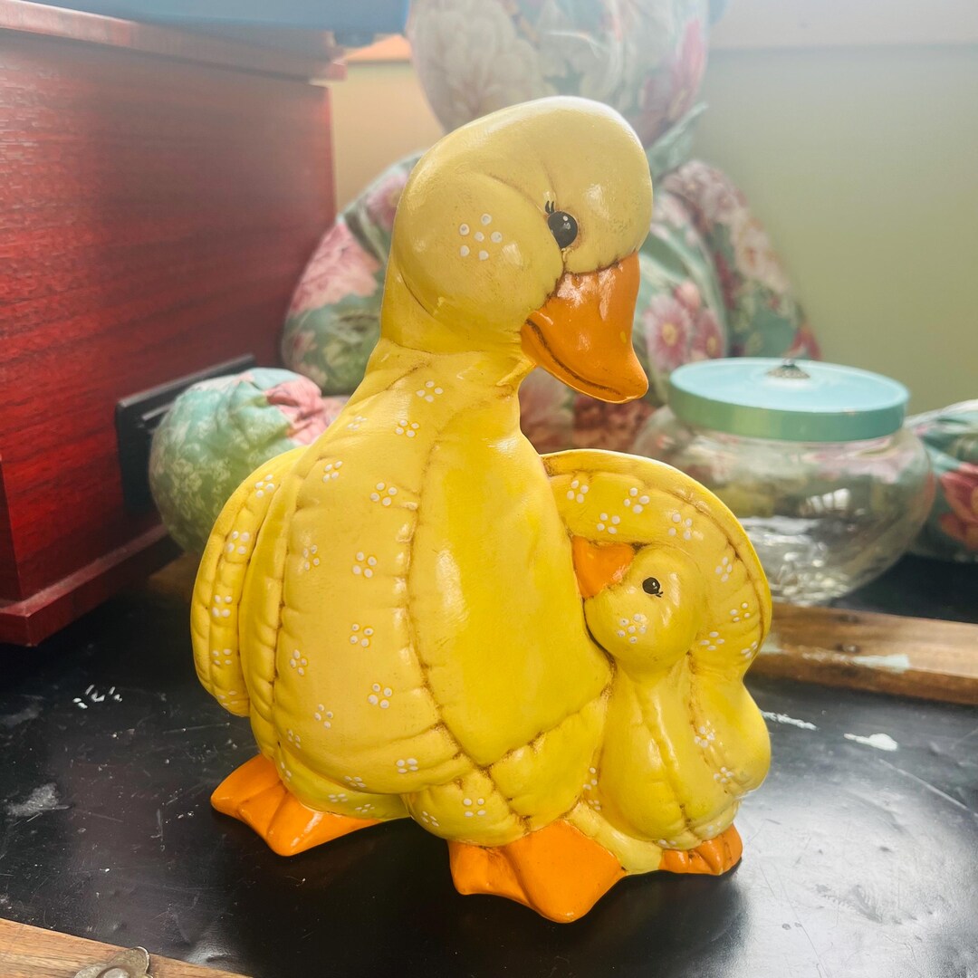 Yellow Duck Mommy and Baby Piggy Bank - Etsy