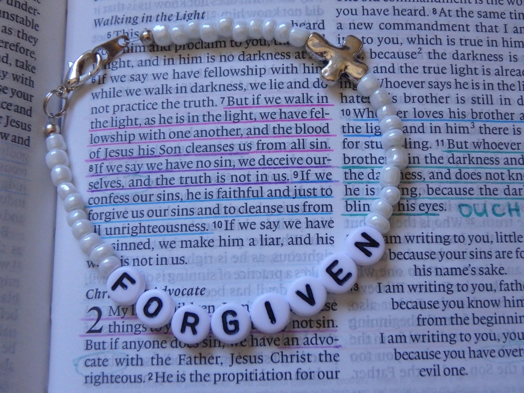 Forgiven With Cross Beaded Bracelet - Prayer Bracelet - Encouragement ...