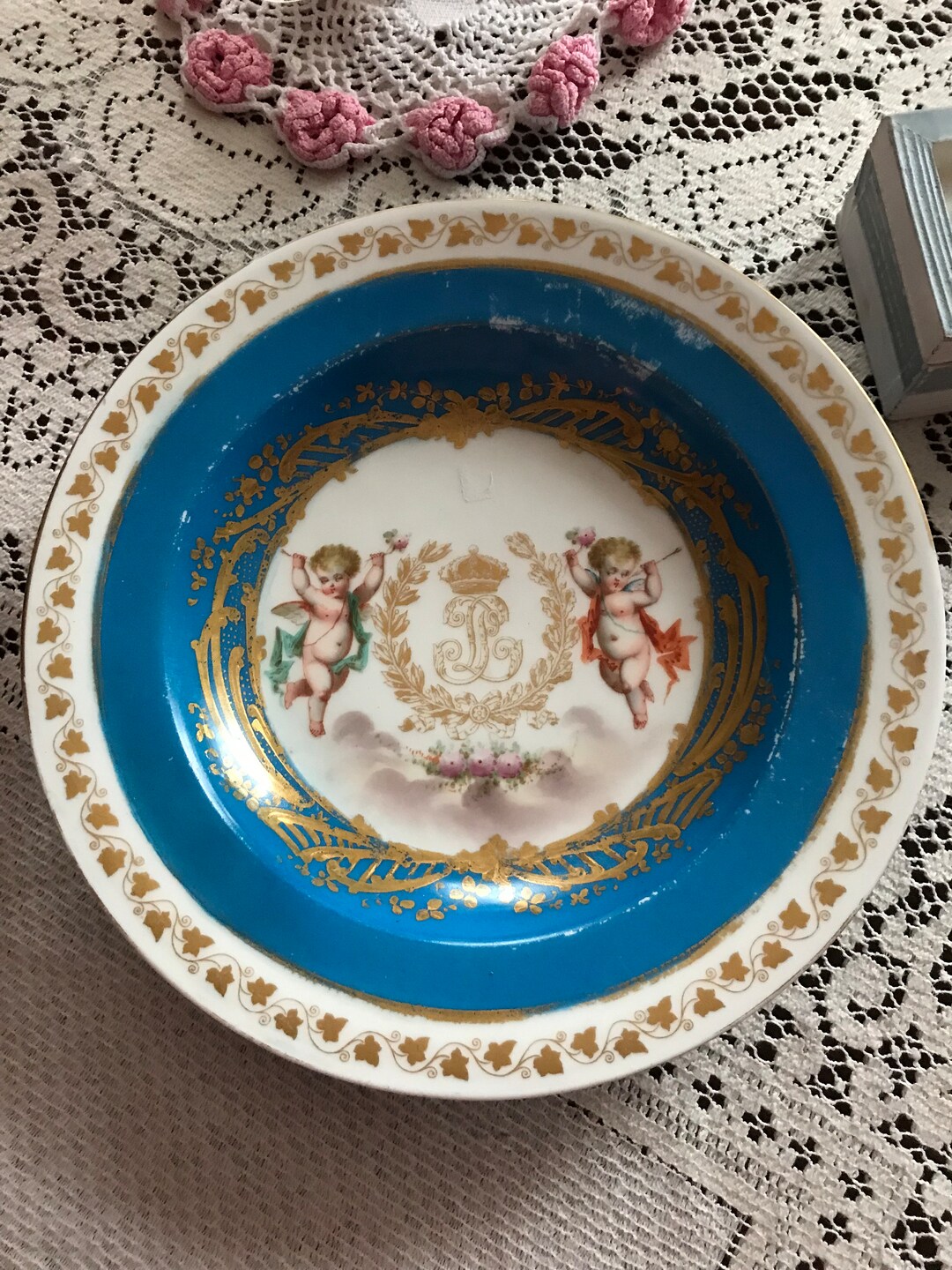 Antique Sevres Porcelain Plate: Louis Philippe Cherubs, Chateau ...