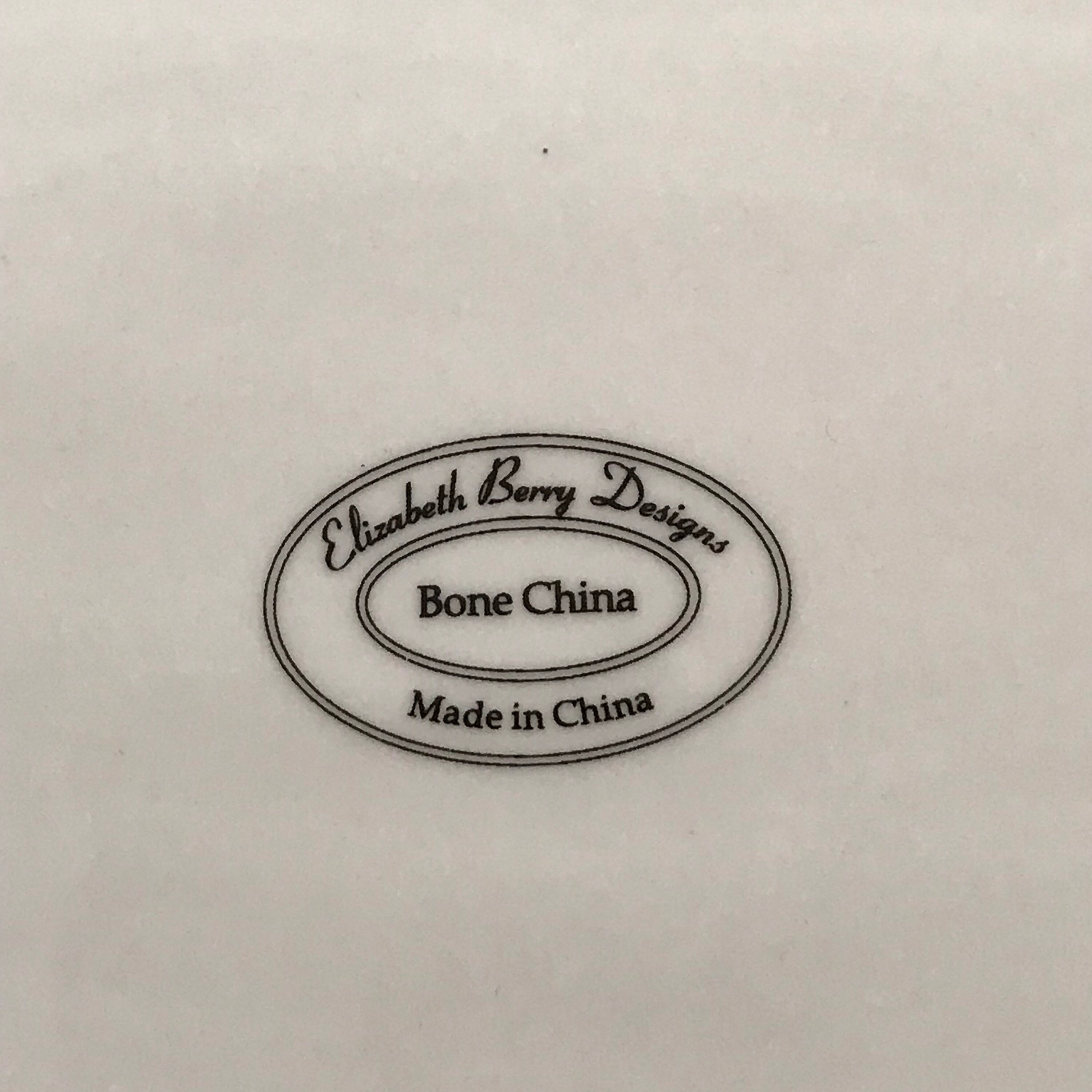 Elizabeth Berry Design Hand Painted Hollyhocks Bone China Serving Small ...