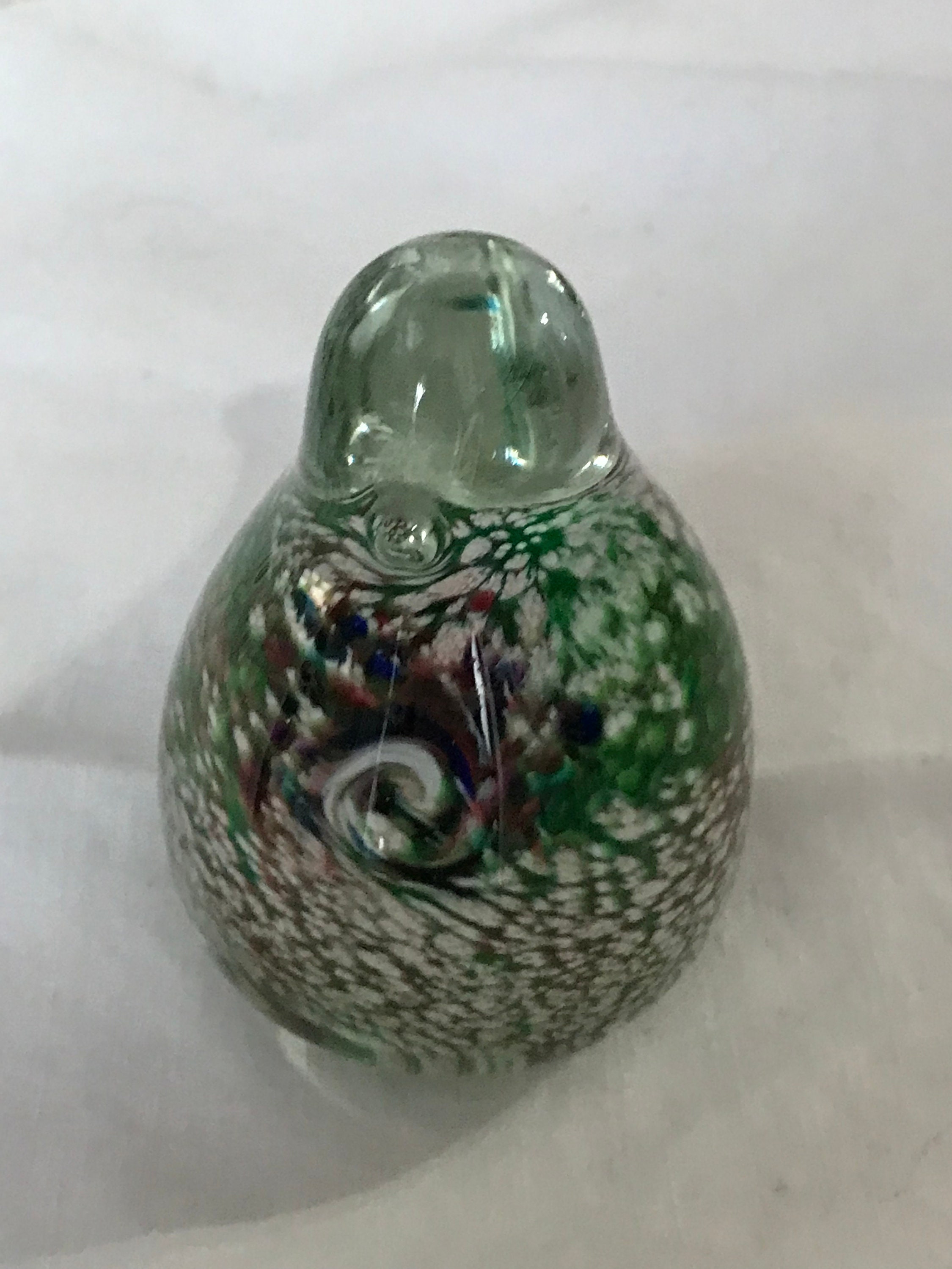 Art Glass Bird Paperweight Green Clear Purple Signed - Etsy